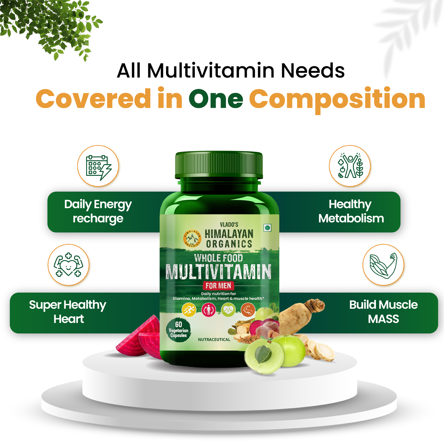 Vlado’s Himalayan Organics Whole Food Multivitamin for Men - With ...