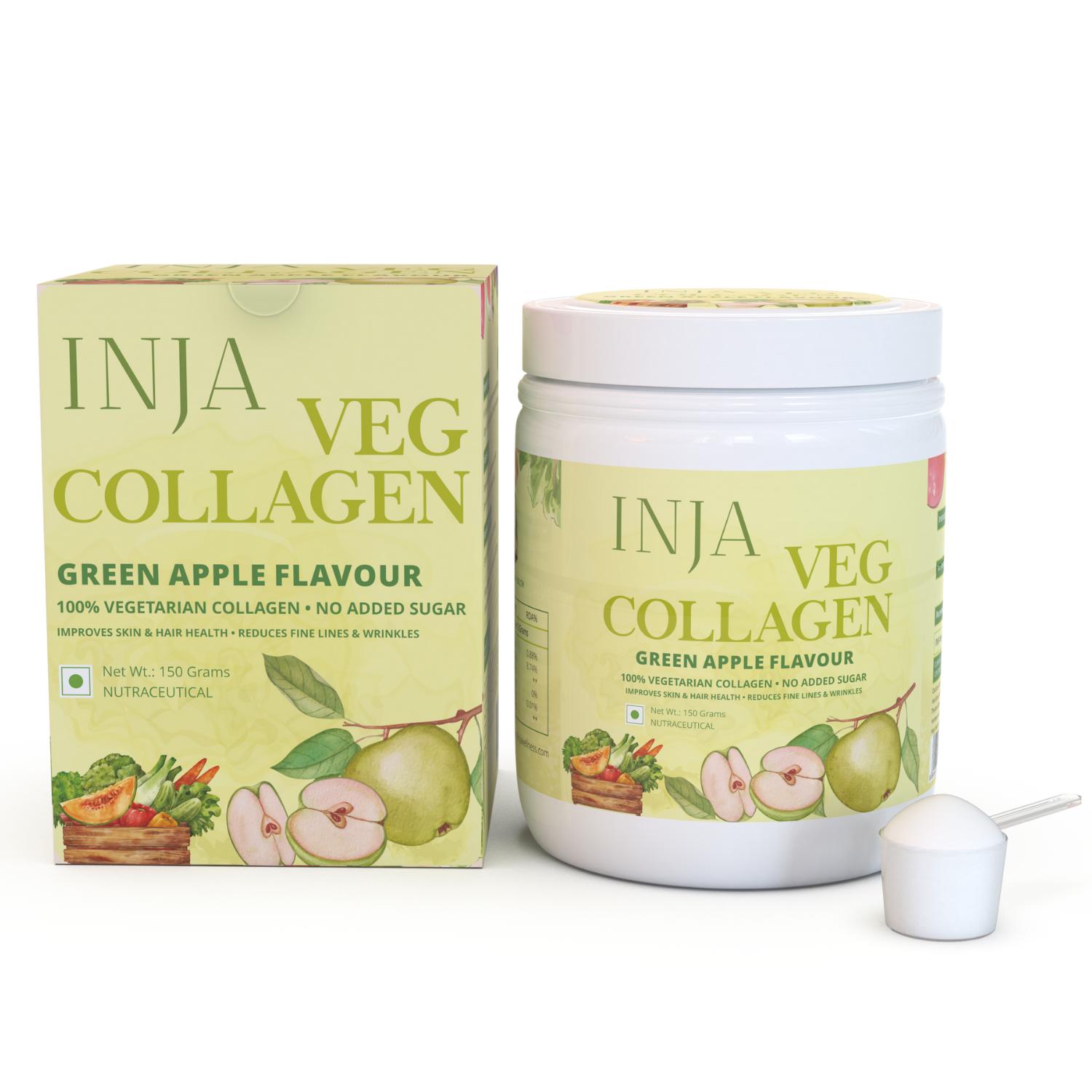 Inja Wellness Veg Collagen Supplement ( 150 gm (0.33 Lb), Green Apple ...